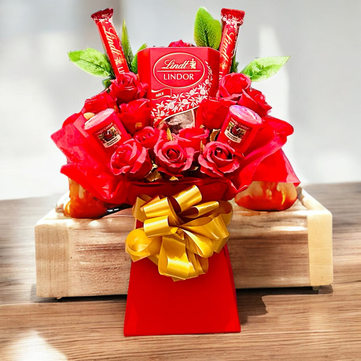 Lindor Candle & Flower Bouquet – All Celebration Gifts